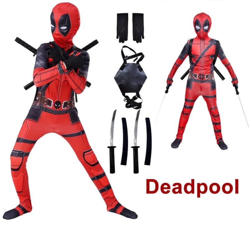 Deadpool Costume Cosplay Kids Bodysuit Boys Children's Day Fancy Dress ...