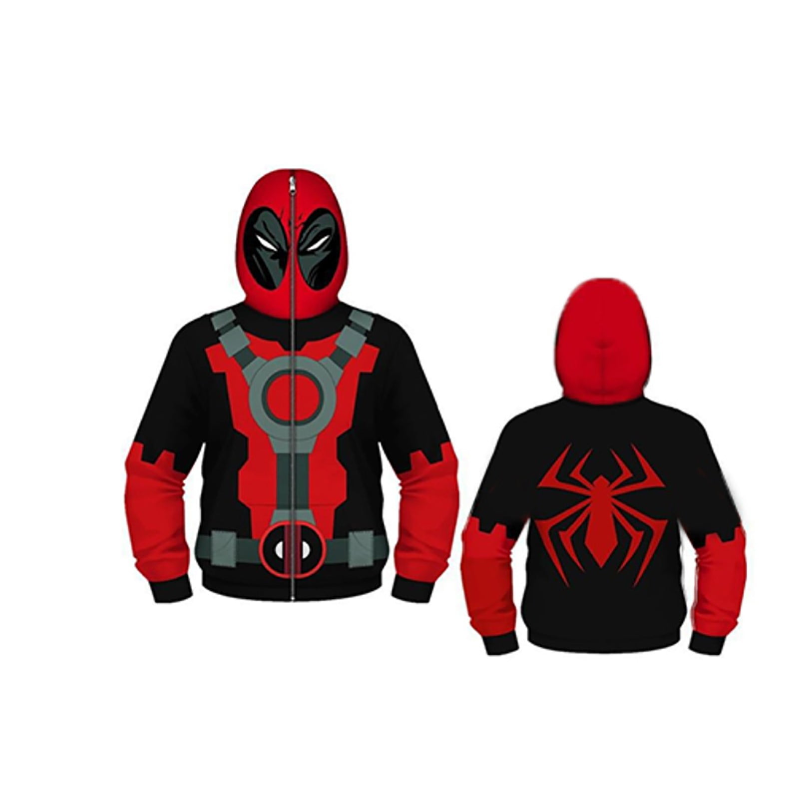 Deadpool Costume Hoodie for Adults and Teens, Full Zip Up Sweatshirt ...