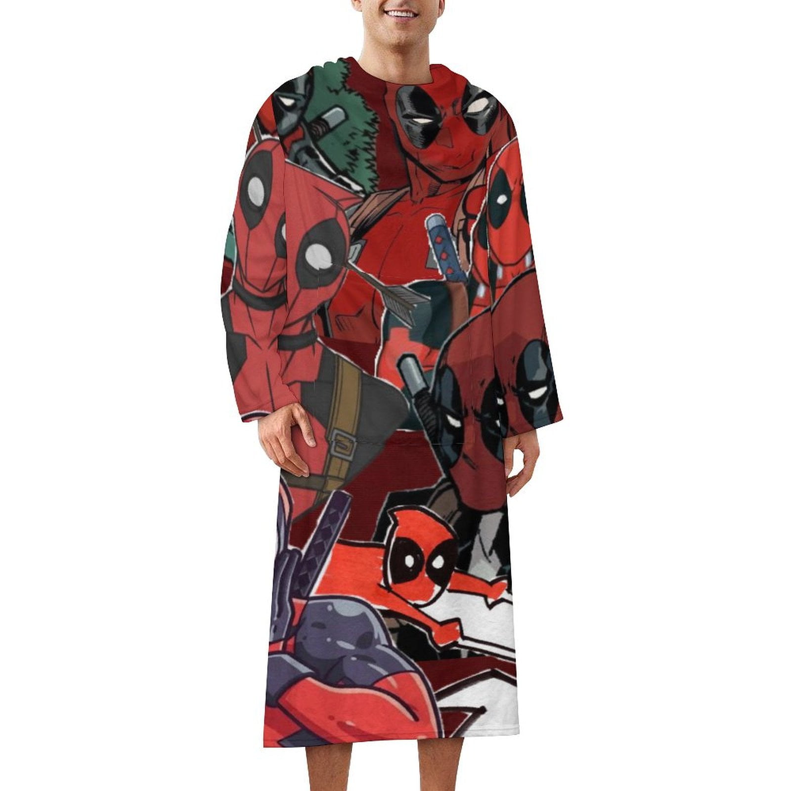 Deadpool Covered Robe Wearable Blanket Sleeved Wrap Pocket Soft Comfy ...