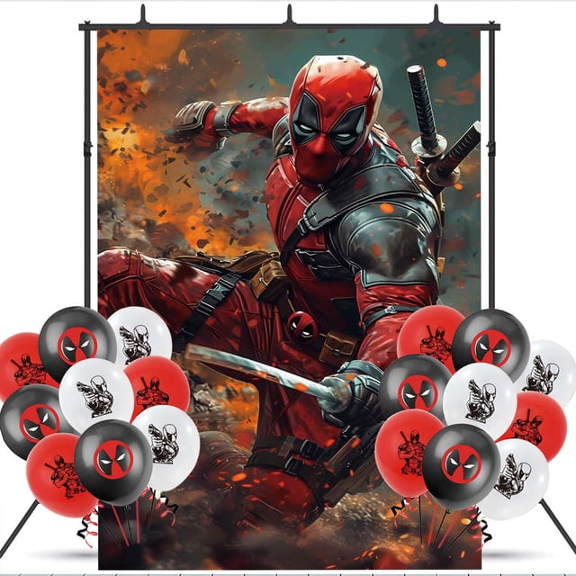 Deadpool Dead Pool Backdrop Banner Balloons Party Decorations Supplies ...