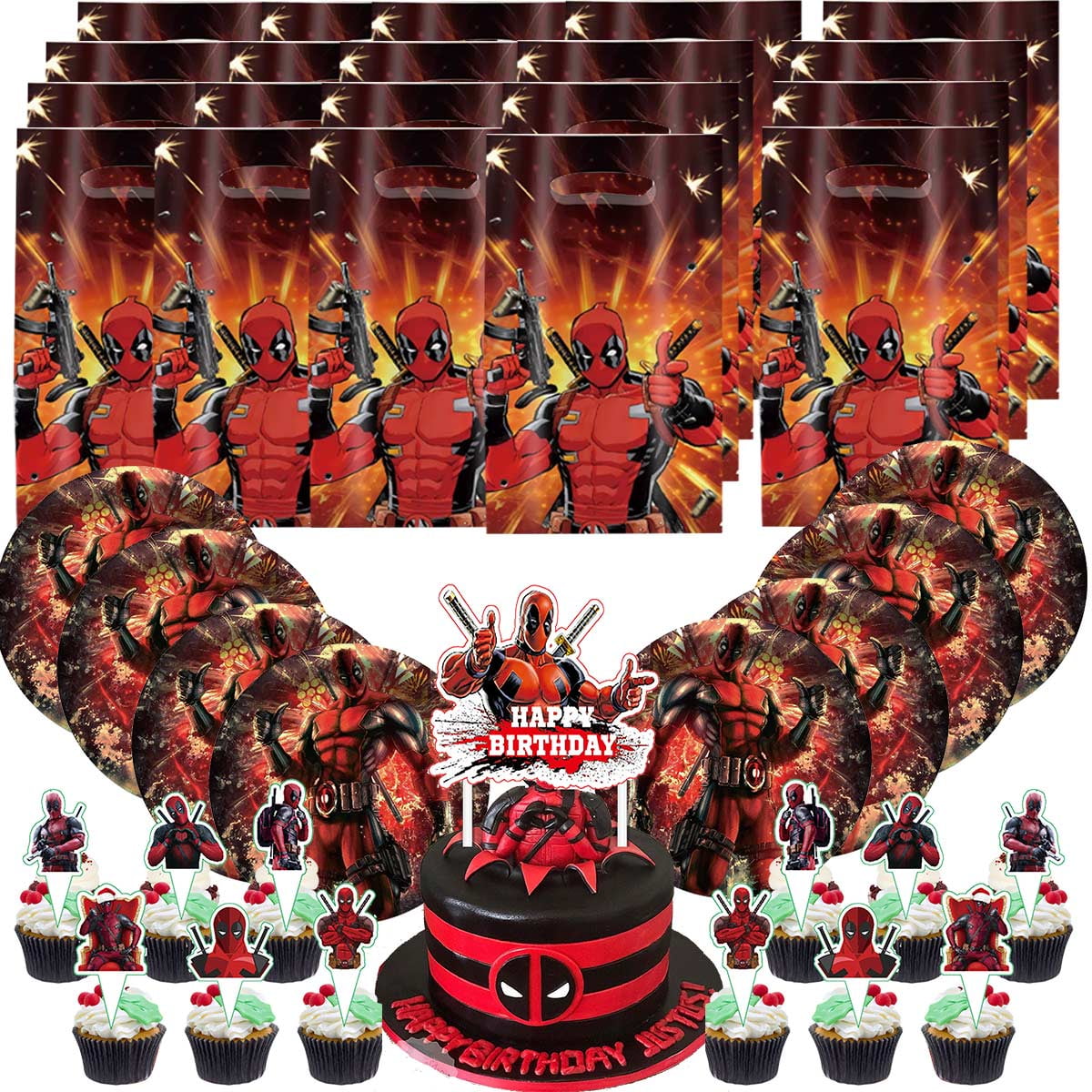 Deadpool Dead Pool Gift Bags Plates Candy Treat Birthday Party Supplies ...