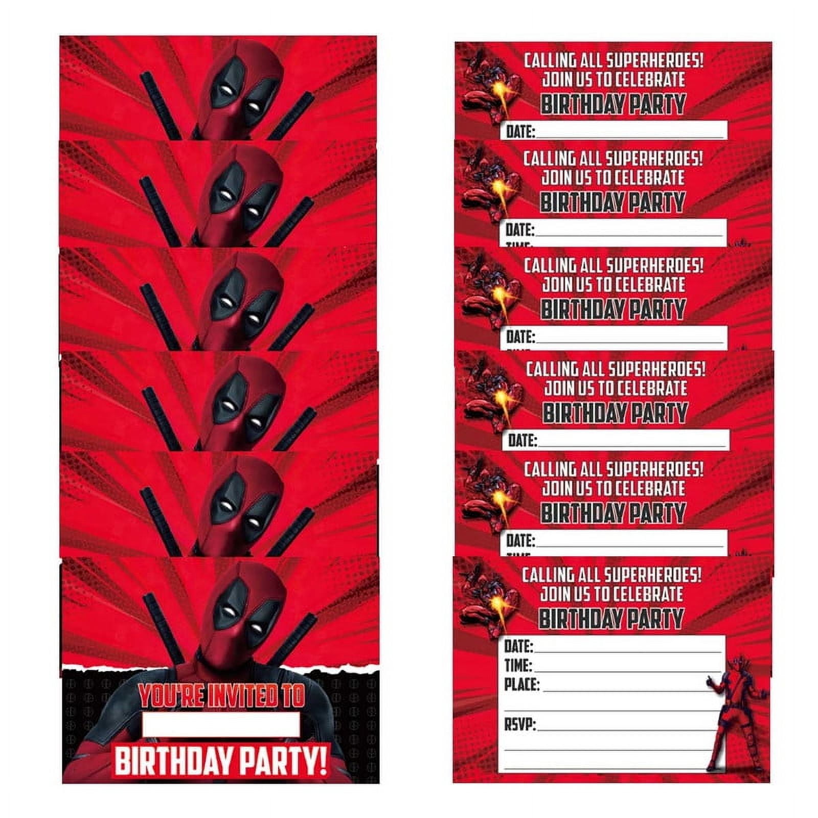 Deadpool Dead Pool Invite Invitations Cards Stock Bulk Birthday Fill-in ...