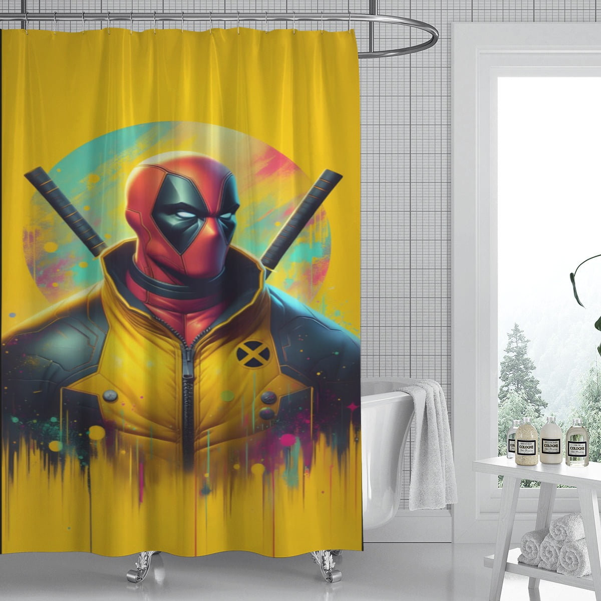 Deadpool Dead Pool shower curtain displays an eye-catching design, is ...