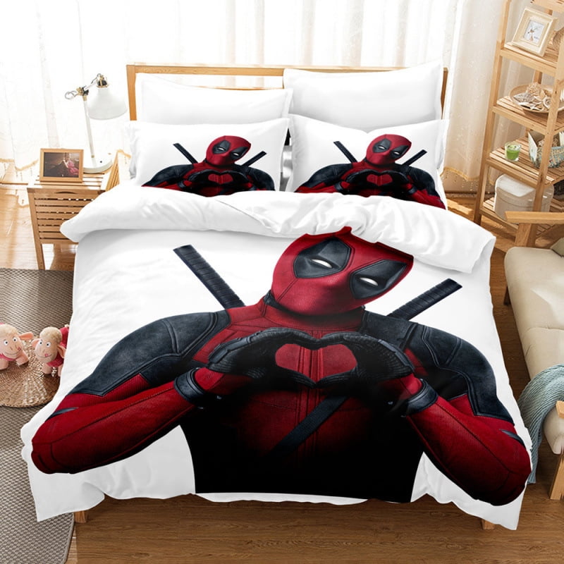 Deadpool Duvet Cover Set, Cartoon Deadpool Bedding Set for Girls Boys ...
