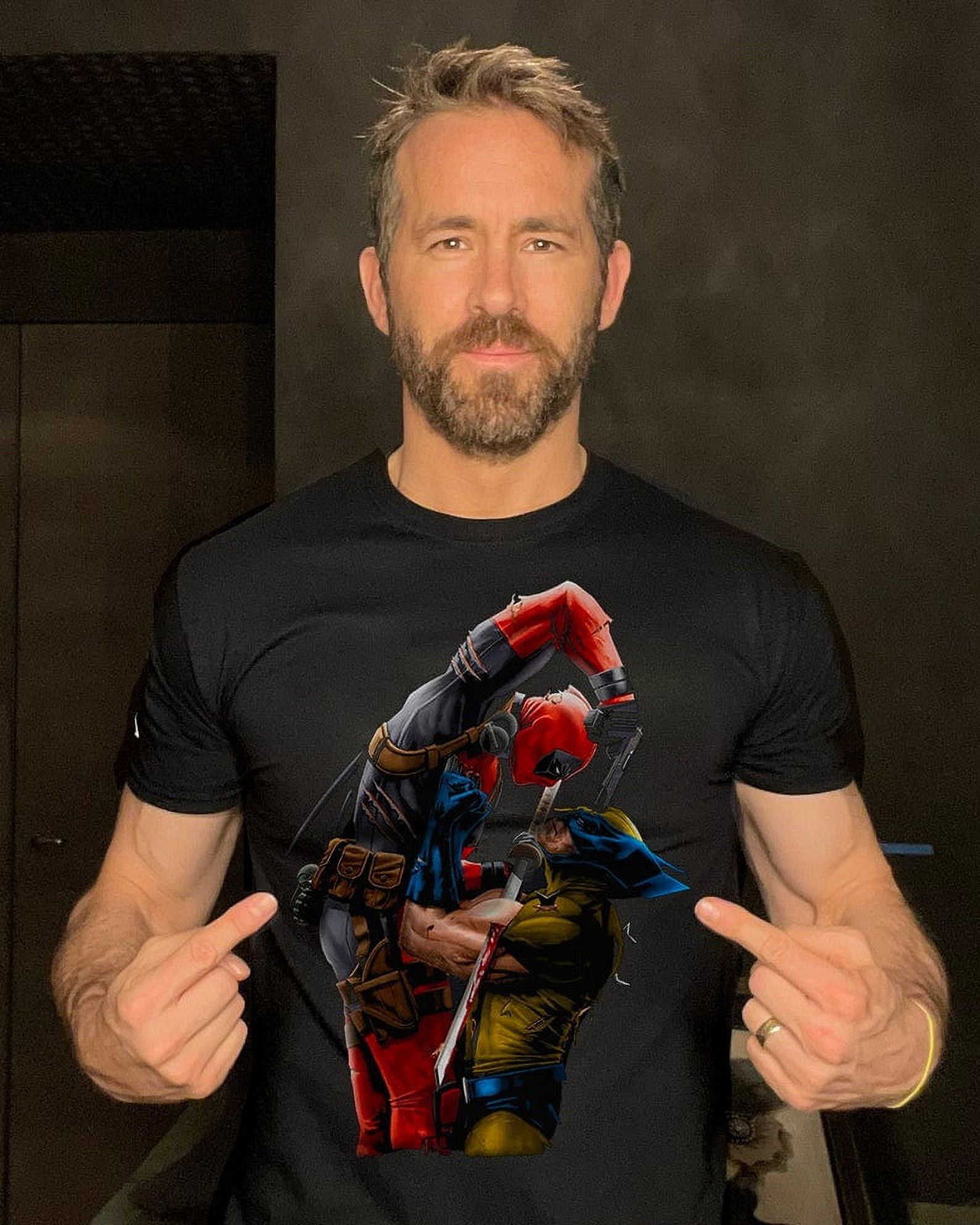 Deadpool Fighting Wolverine Men's T-Shirt Funny Movie Themed Novelty ...