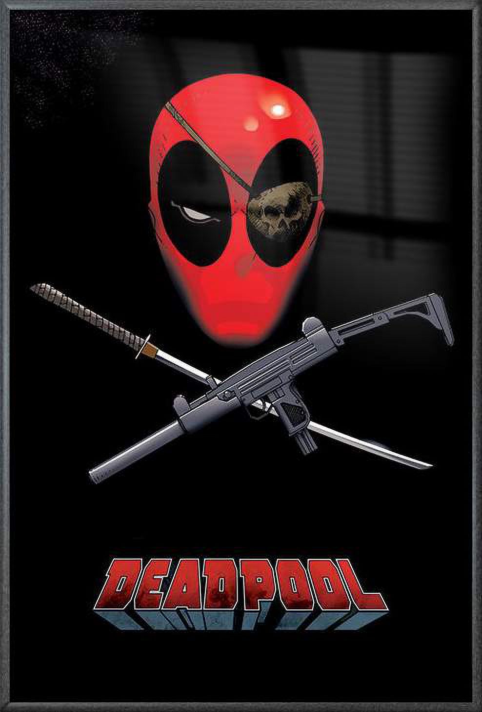 Deadpool - Framed Marvel Comics Poster (Eye Patch) (Metallic Anthracite ...