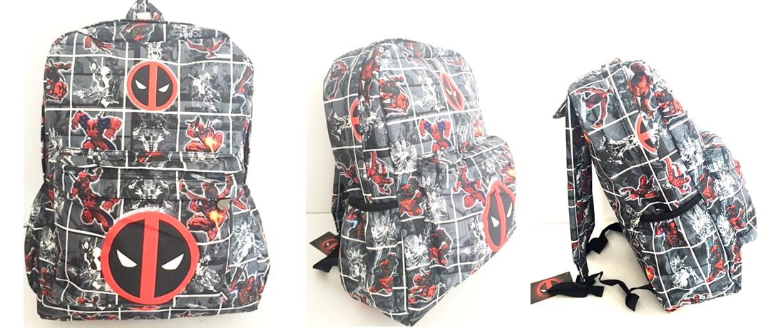 Deadpool Grey Logo all over print full size school bacpack 17 ...