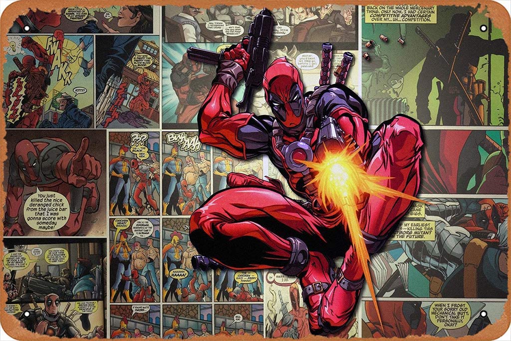 Deadpool Guns Comics Poster 8” x 12” Retro Metal Tin Sign - Walmart.com