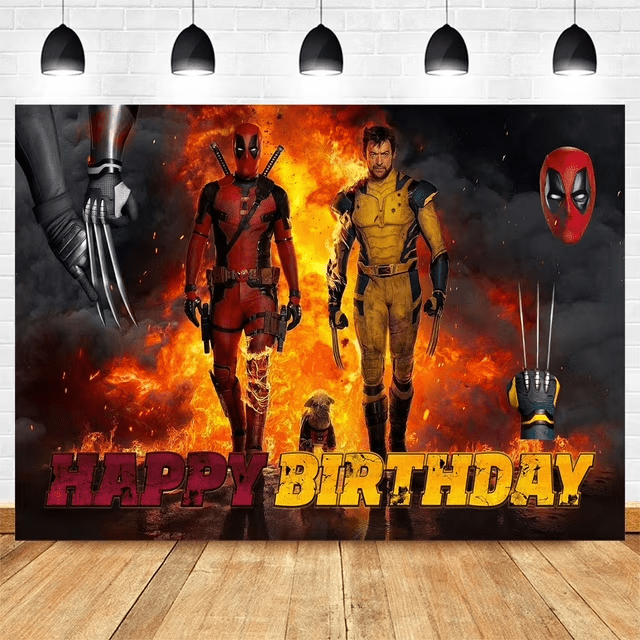 Deadpool Happy Birthday Backdrop Large Banner with Theme Party Supplies ...