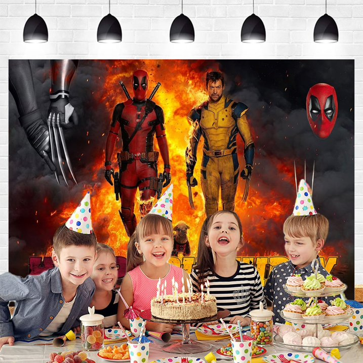 Deadpool Happy Birthday Backdrop Large Banner with Theme Party Supplies ...