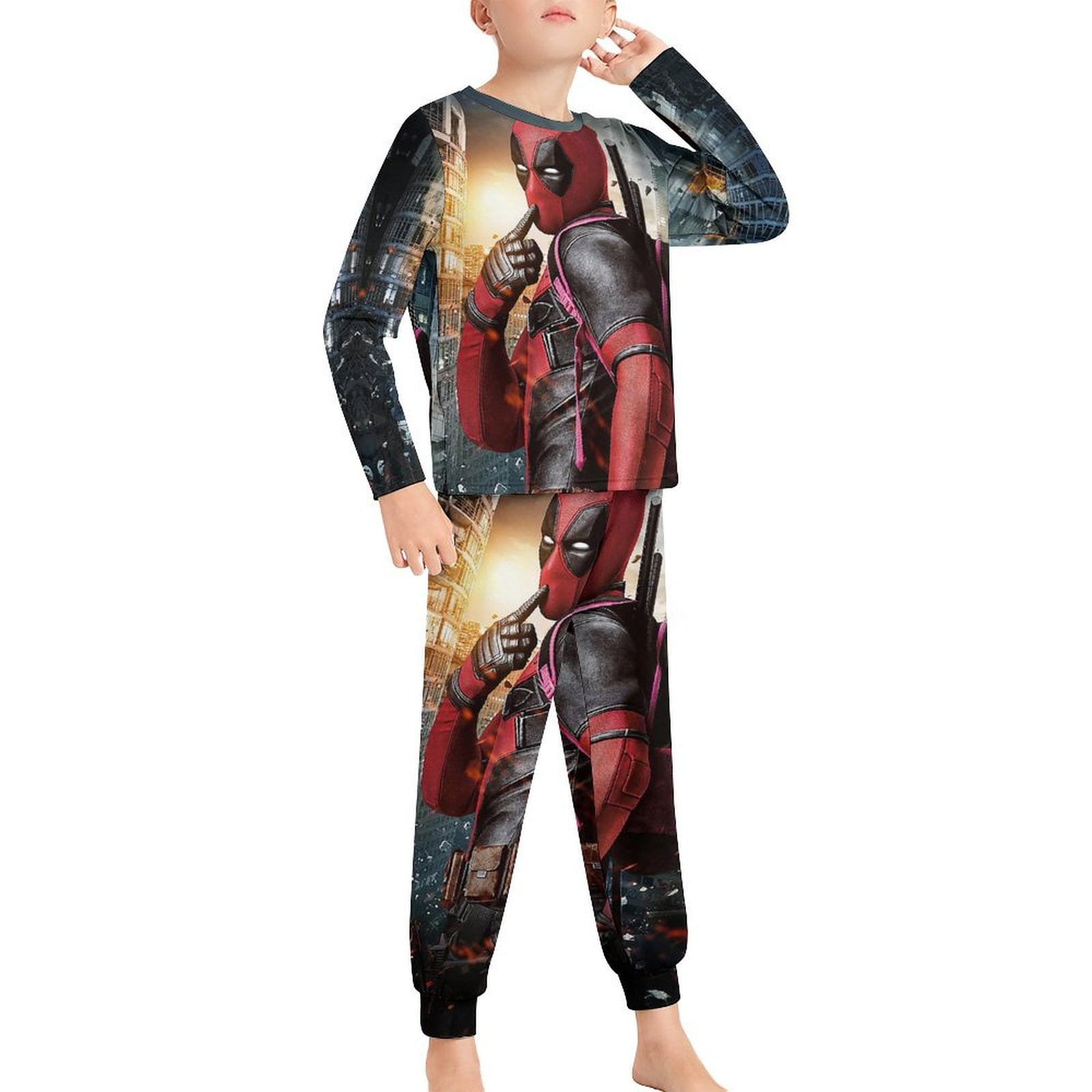 Deadpool Little Big Boys Girls Pajamas Set Long Sleeve Kids PJs ...