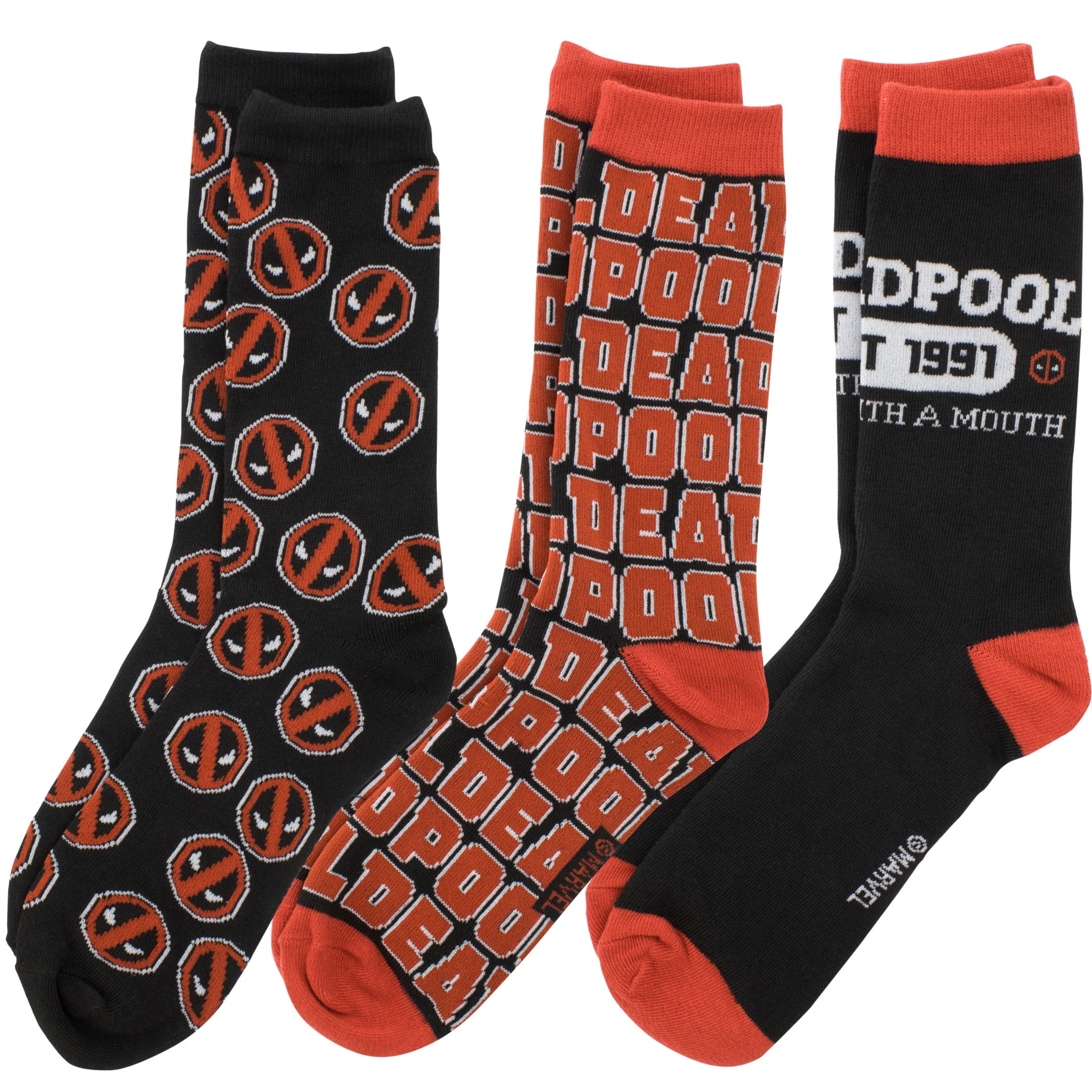 Deadpool Logo Collage Crew Socks 3-Pair Pack - Walmart.com