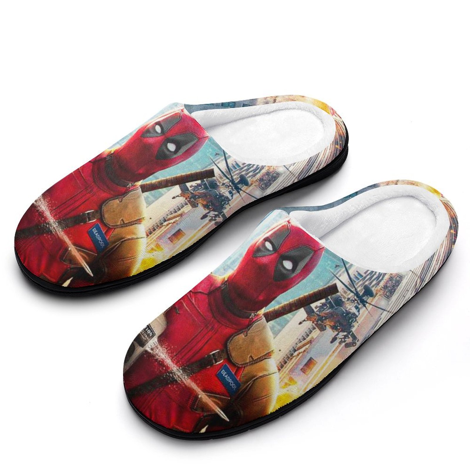 Deadpool Men Slippers Non-Slip Fuzzy House Slippers Warm Soft Plush ...
