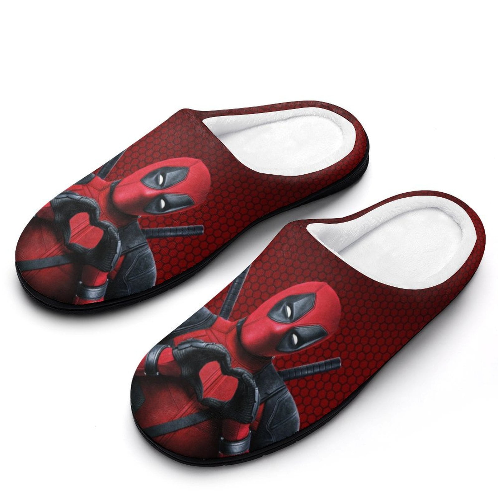 Deadpool Men Slippers Non-Slip Fuzzy House Slippers Warm Soft Plush ...