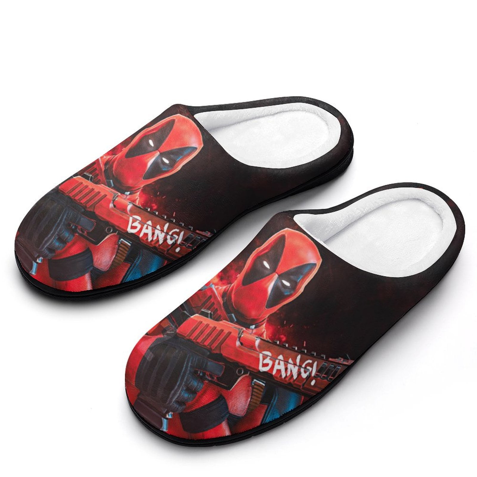 Deadpool Men Slippers Non-Slip Fuzzy House Slippers Warm Soft Plush ...