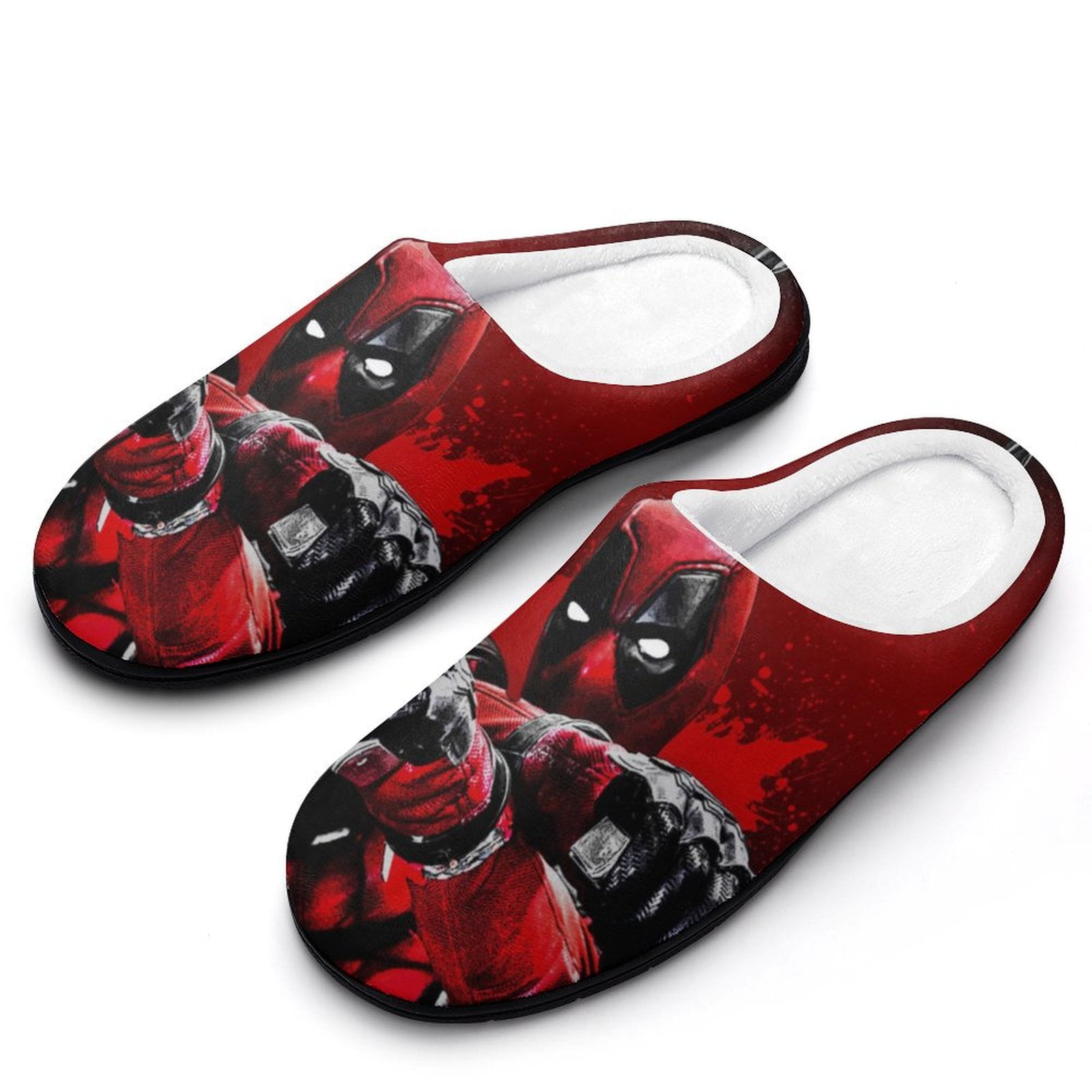 Deadpool Men Slippers Non-Slip Fuzzy House Slippers Warm Soft Plush ...