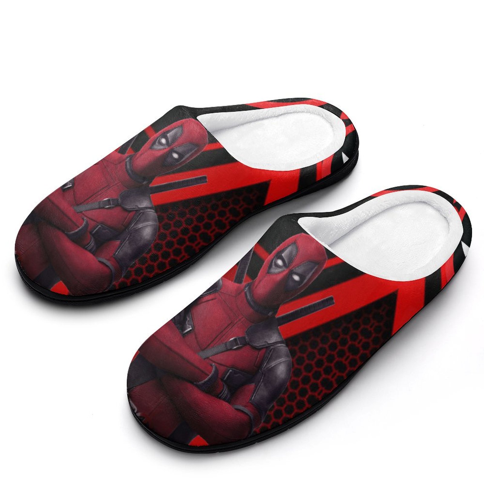 Deadpool Men Slippers Non-Slip Fuzzy House Slippers Warm Soft Plush ...