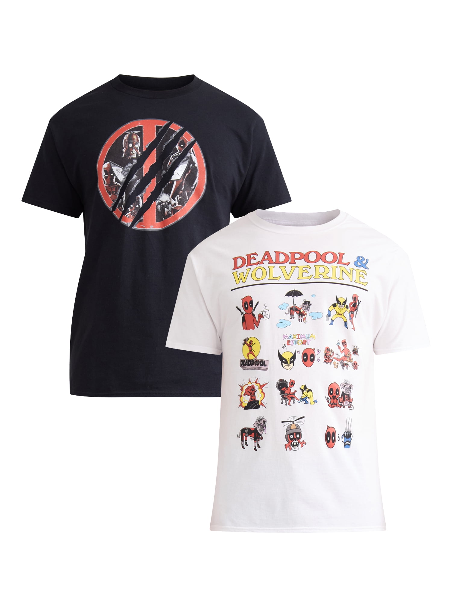 Deadpool & Wolverine Men's and Big Men's Cotton Graphic Tee, 2-Pack ...