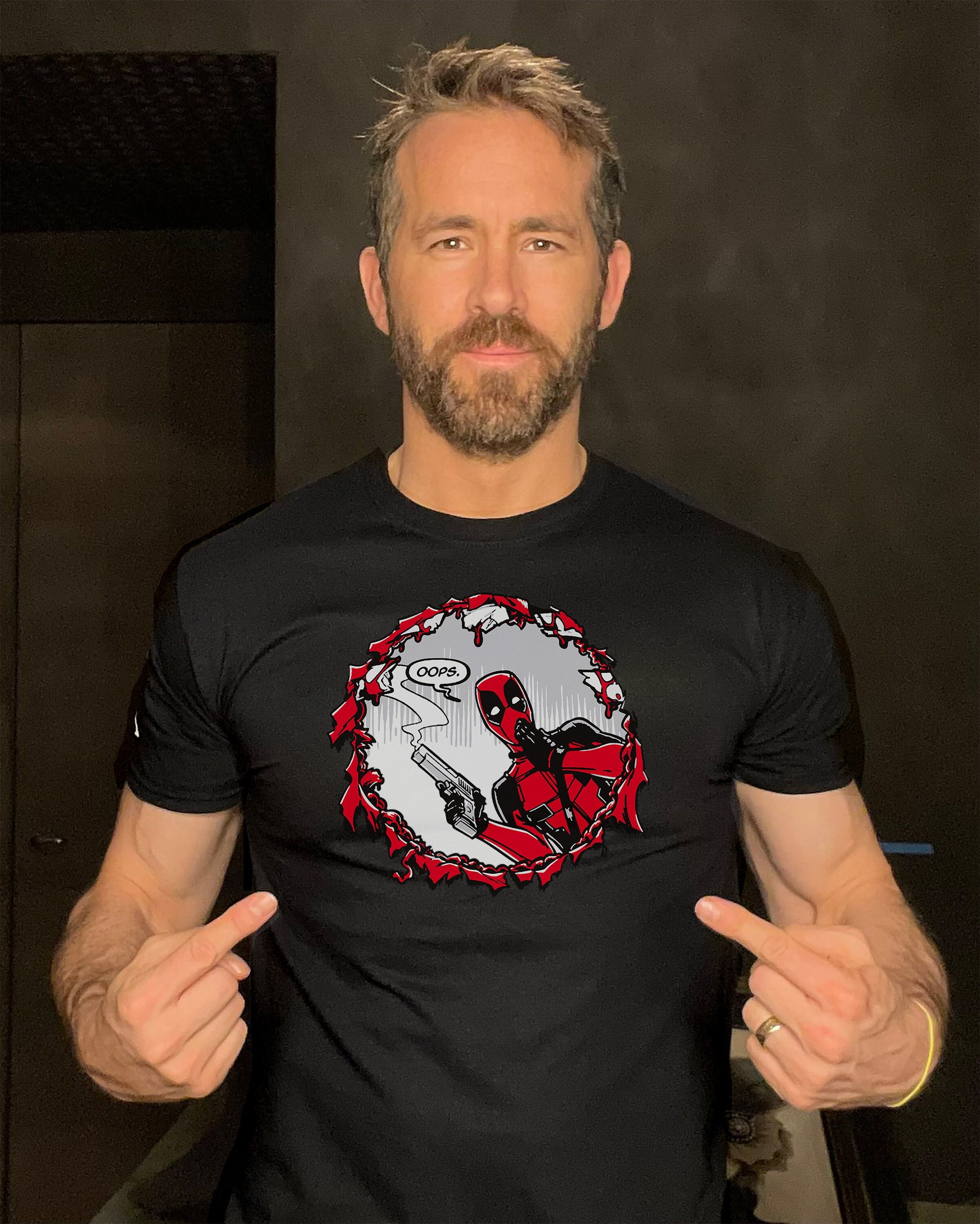 Deadpool Men's T-Shirt Shot Oops Funny Movie Themed Novelty Tee Shirt ...