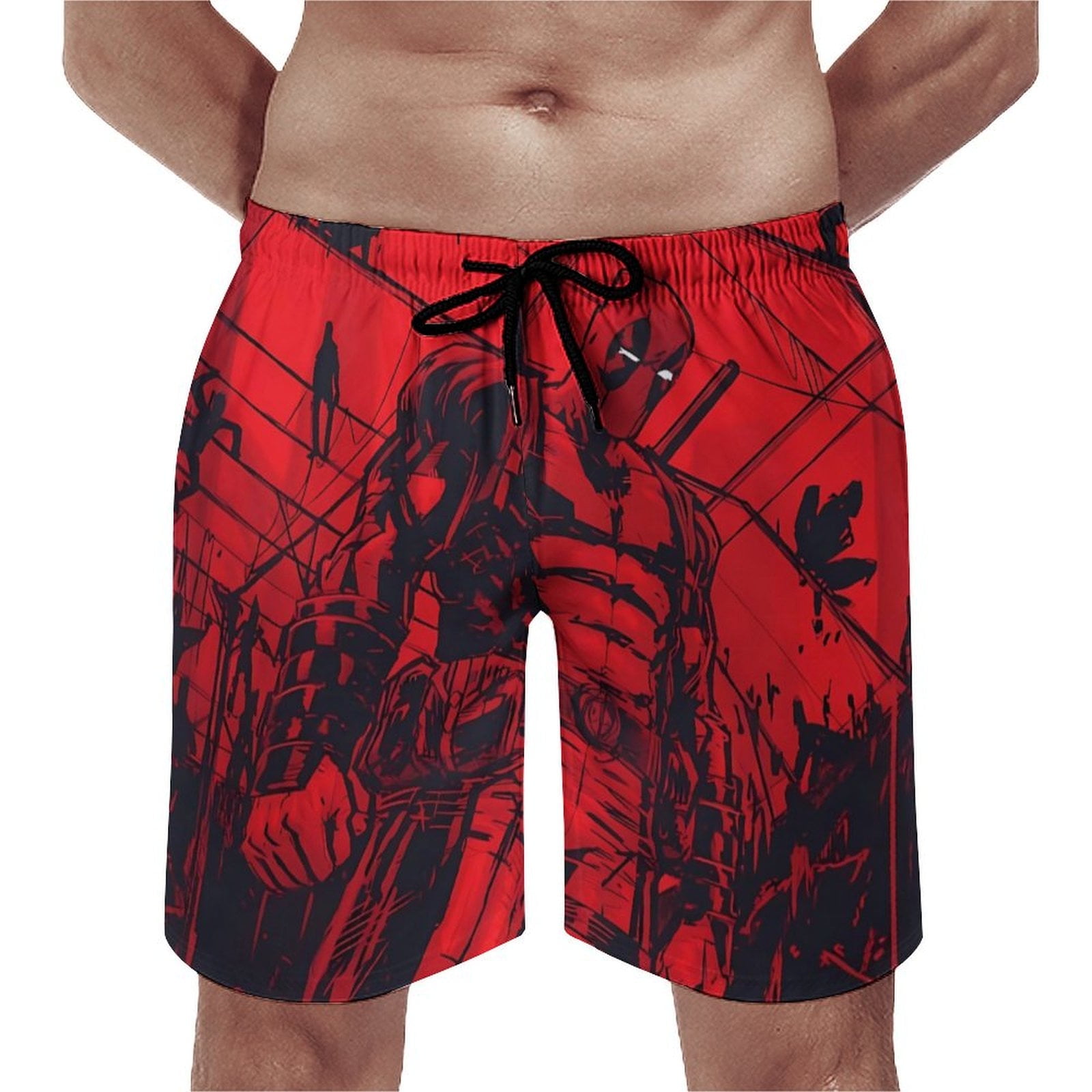 Deadpool Mens Shorts Print Gym Shorts Quick Dry Beach Swim Shorts Mesh ...