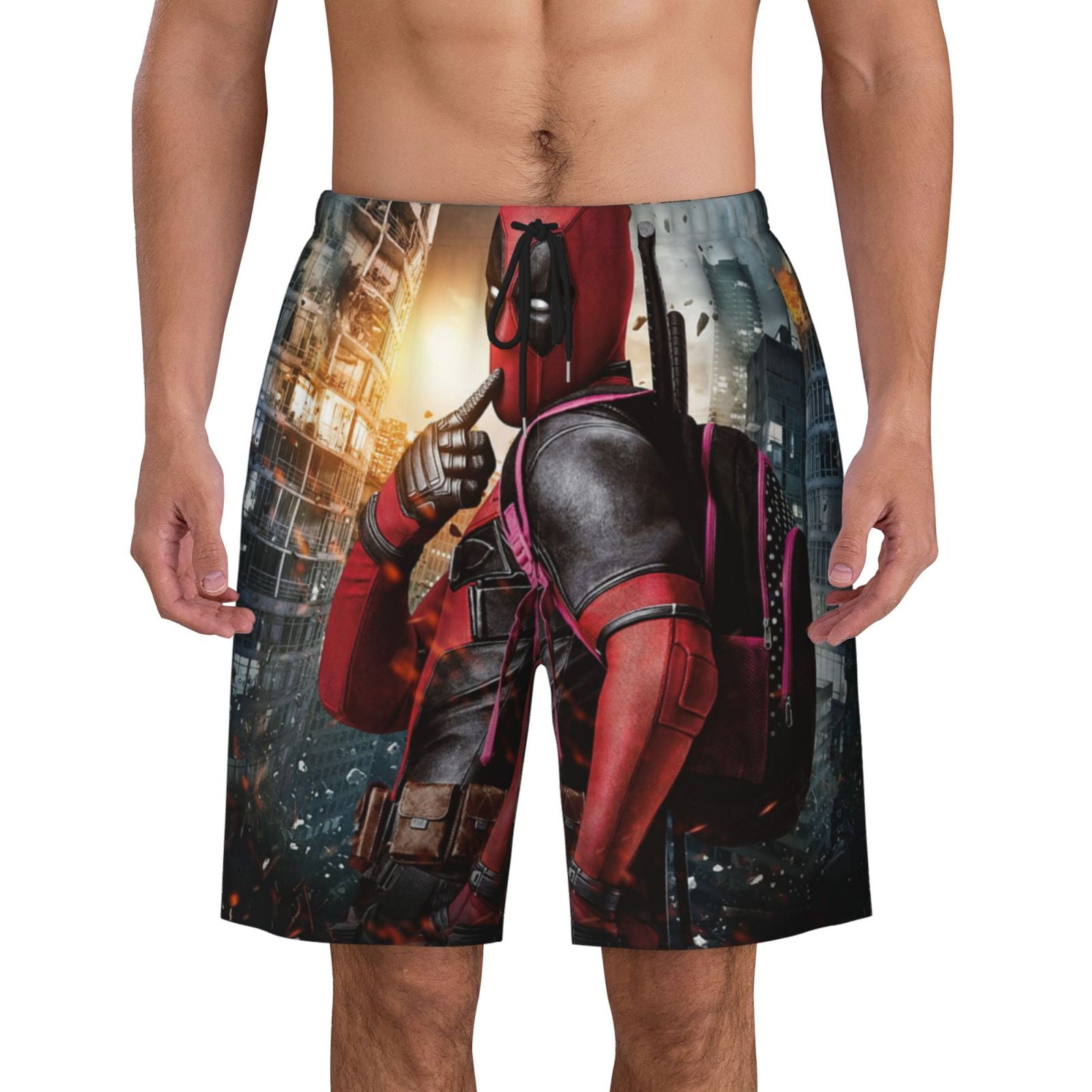 Deadpool Mens Swim Trunks Quick Dry Board Shorts with Mesh Lining ...
