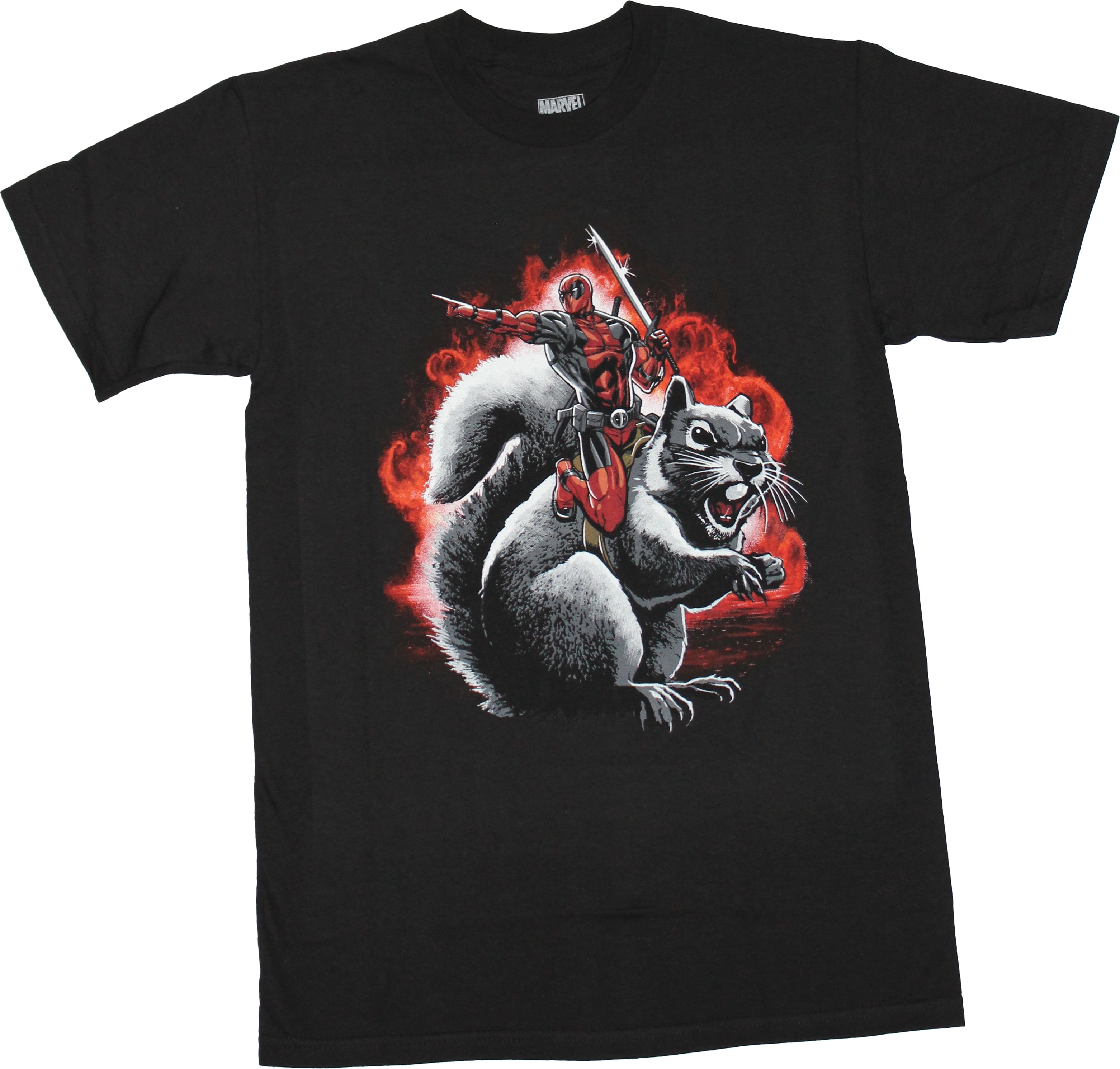 Deadpool Mens T-Shirt - Pointing While Riding Squirrel (4X-Large ...
