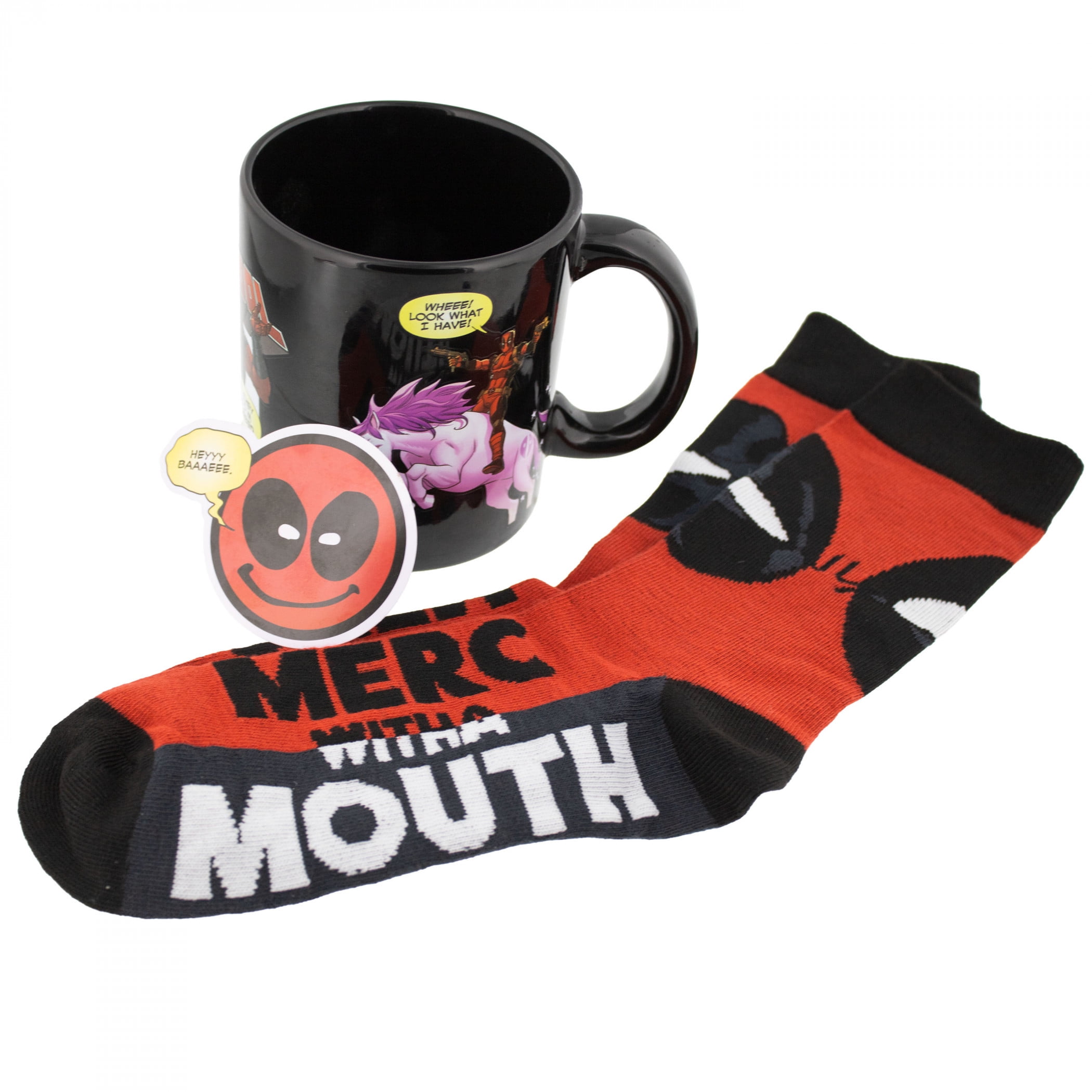 Deadpool Merc with a Mouth Socks Sticker and Mug Bundle - Walmart.com