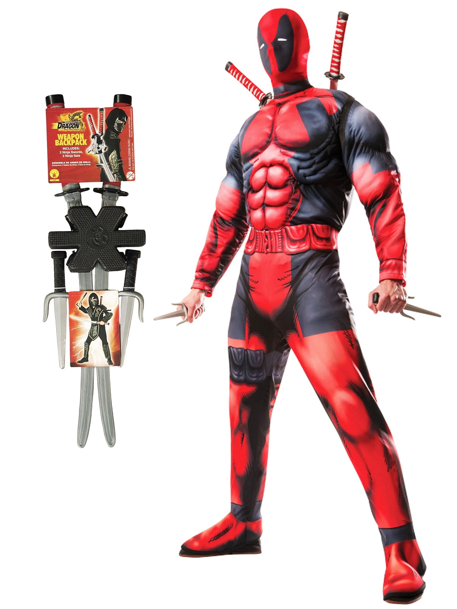 MyPartyShirt Deadpool Muscle Adult Costume, Accessory Kit, Swords ...