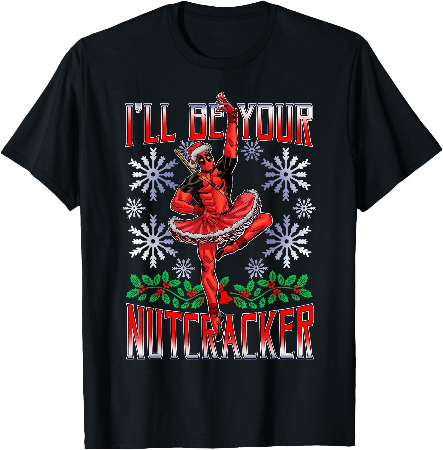 Deadpool Nutcracker Ballerina Santa Christmas DTG Print Unisex T-Shirt ...