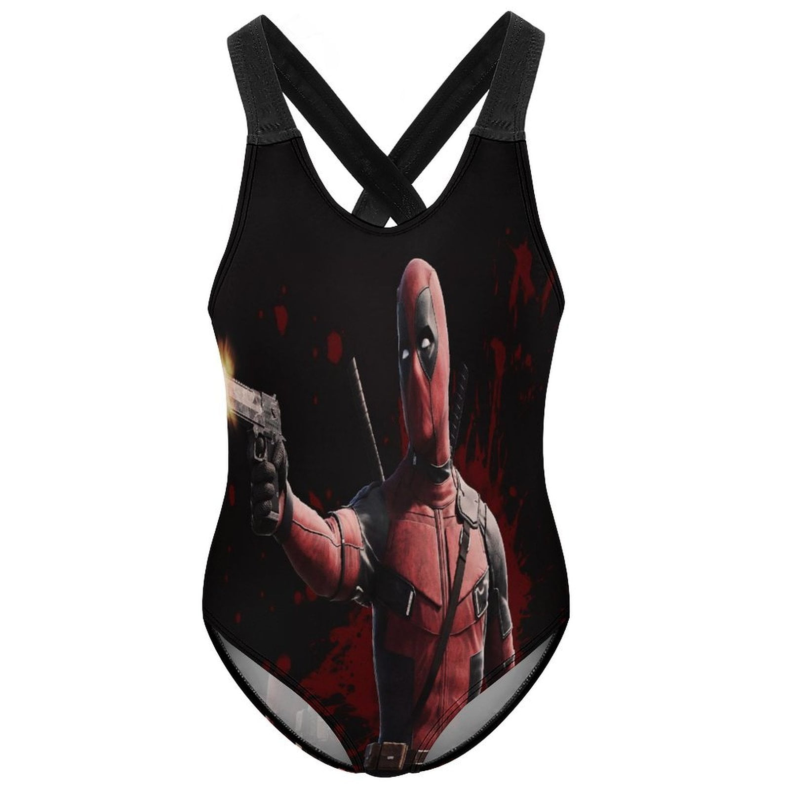 Deadpool One Piece Swimsuit for Girls Crewneck Sleeveless Back Cross ...
