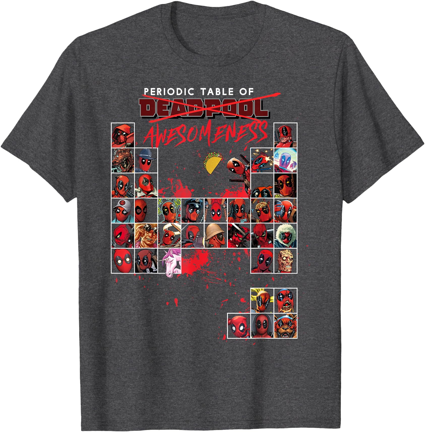 Deadpool Periodic Table Of Awesomeness DTG Print Unisex T-Shirt,Dark ...