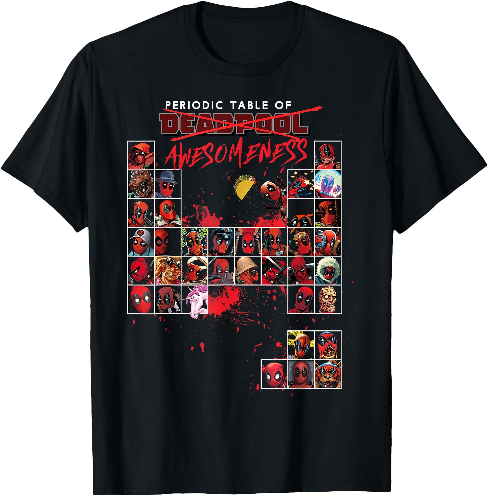 Deadpool Periodic Table Of Awesomeness T-Shirt,Black Color,Size ...