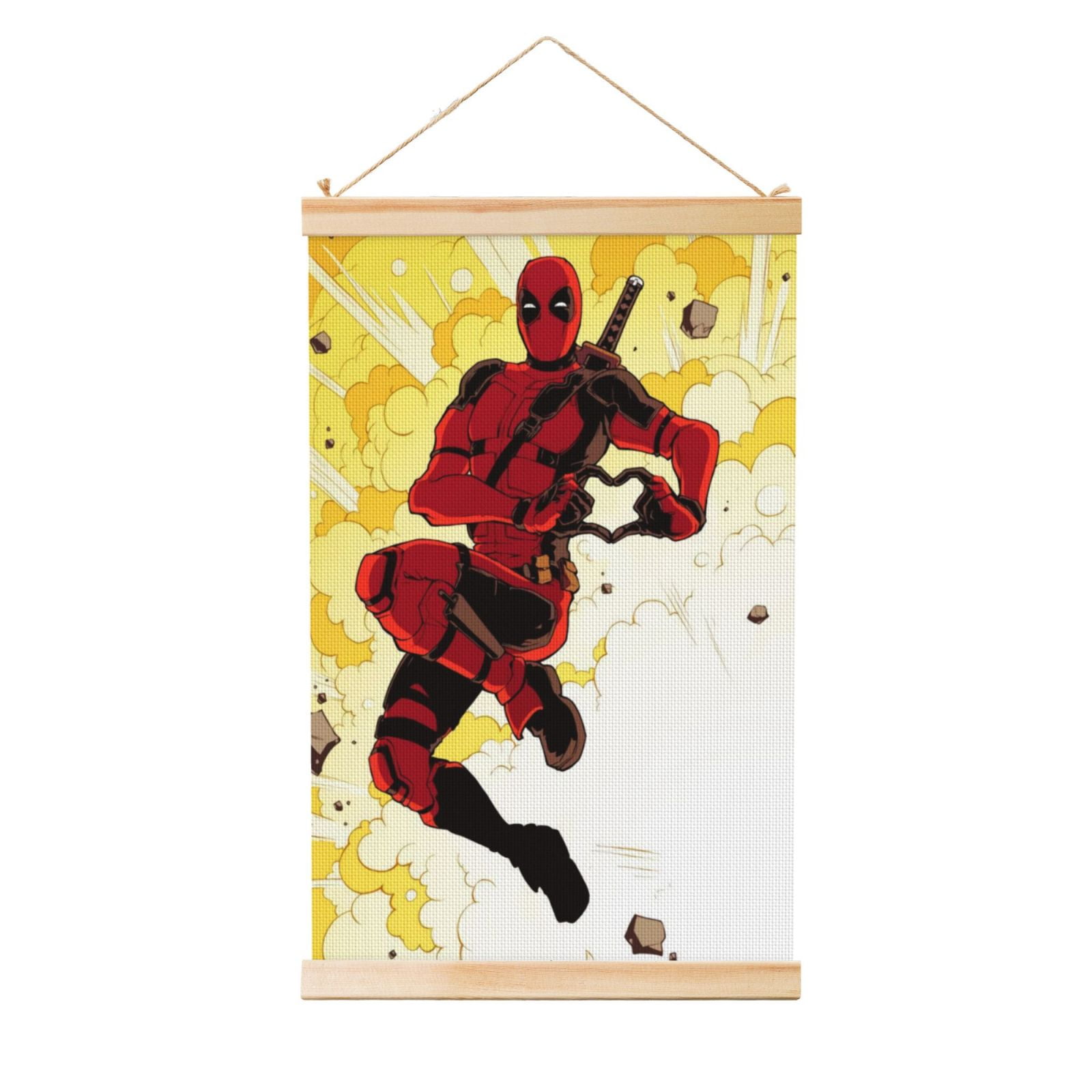 Deadpool Poster Canvas Wooden Shaft Hanging Poster Home Decor ...