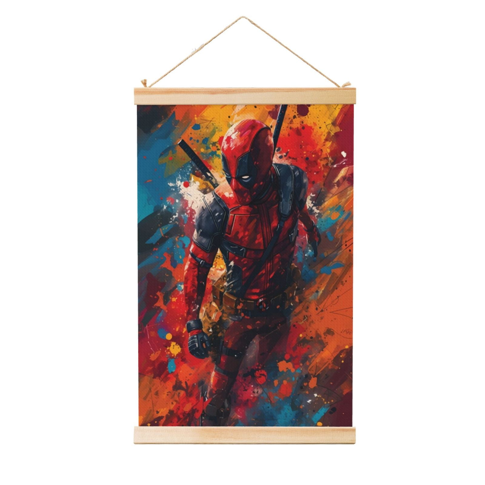 Deadpool Poster Canvas Wooden Shaft Hanging Poster Home Decor ...
