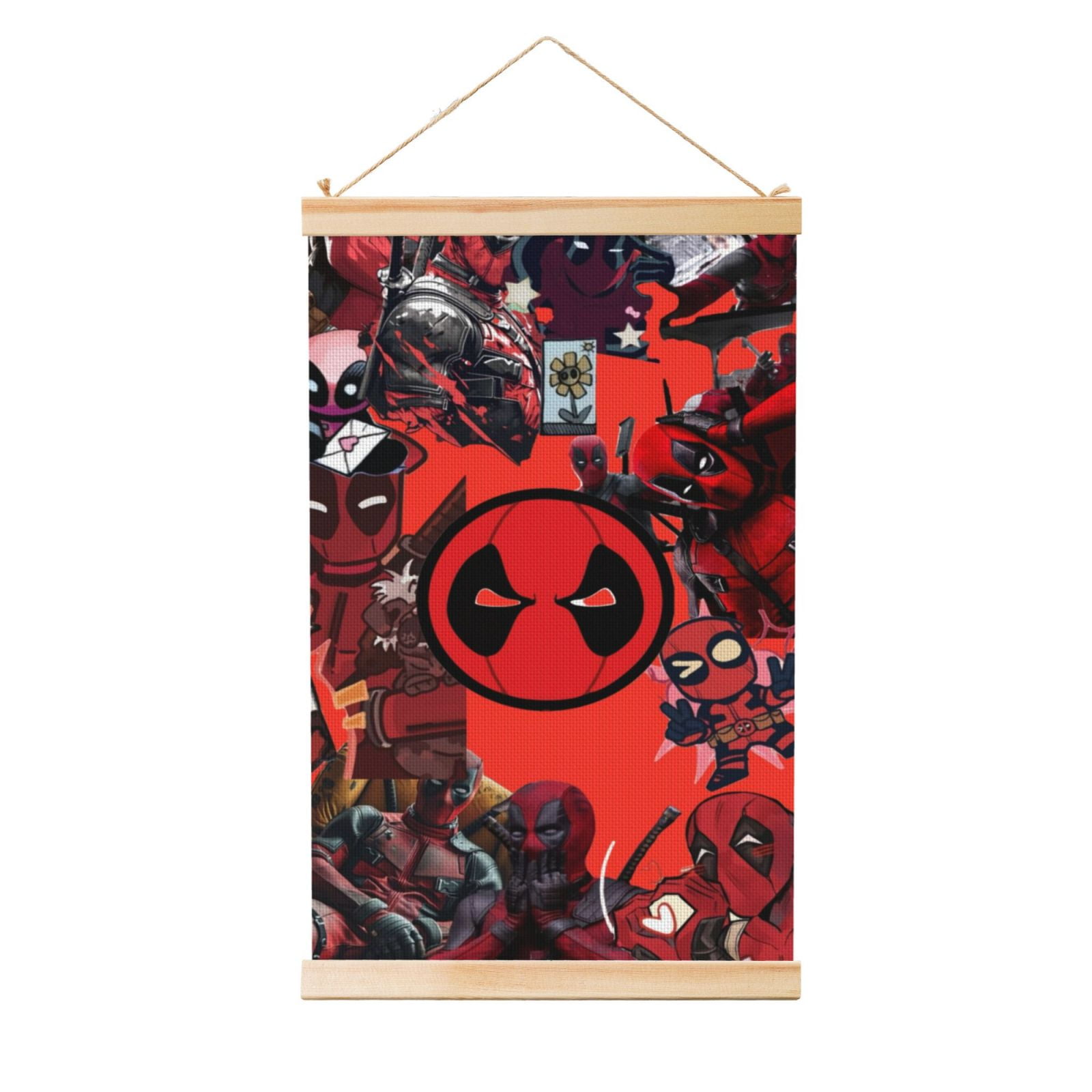 Deadpool Poster Canvas Wooden Shaft Hanging Poster Home Decor ...