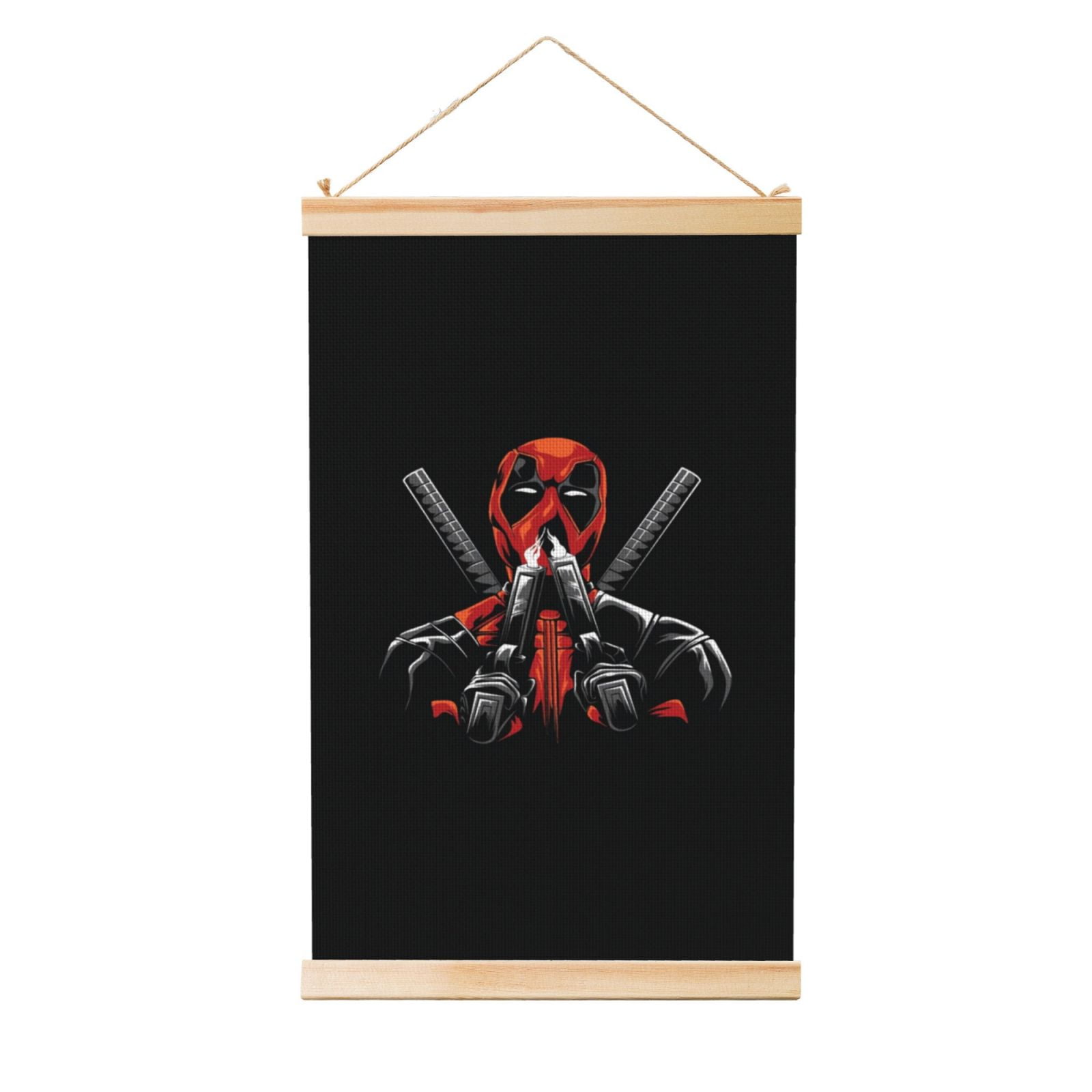 Deadpool Poster Canvas Wooden Shaft Hanging Poster Home Decor ...