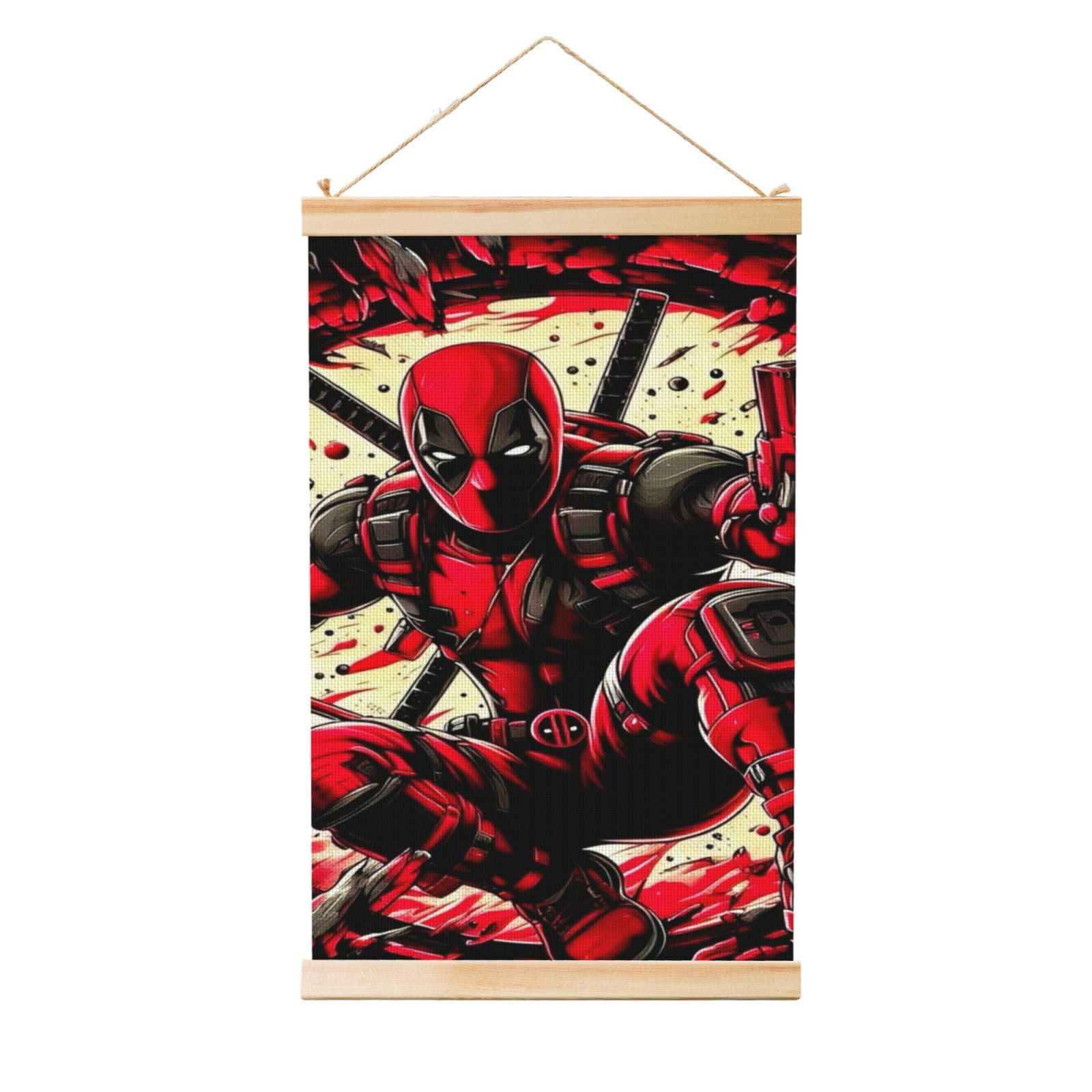 Deadpool Poster Canvas Wooden Shaft Hanging Poster Home Decor ...