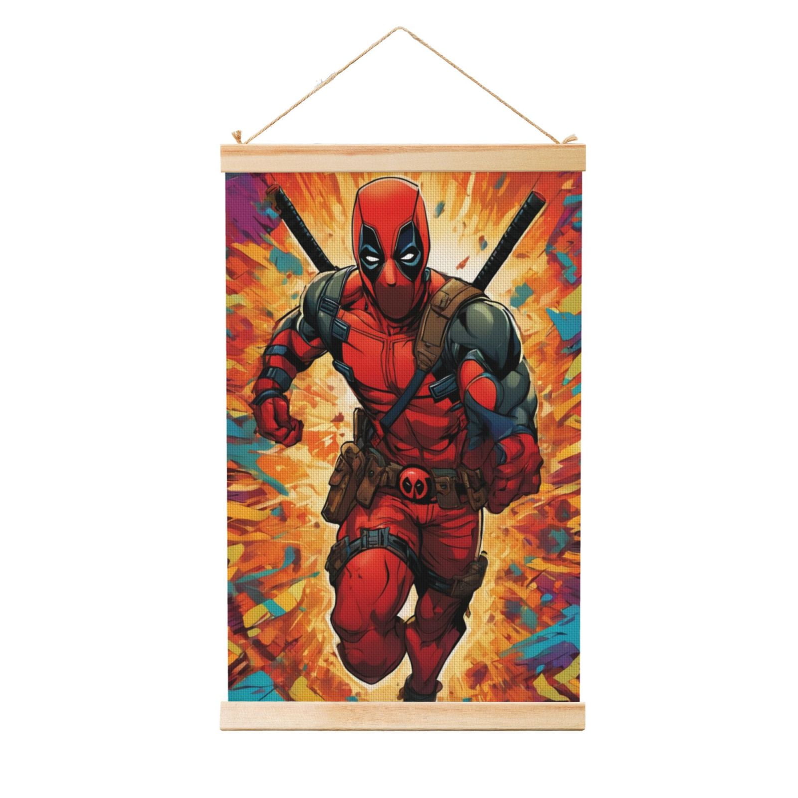 Deadpool Poster Canvas Wooden Shaft Hanging Poster Home Decor ...