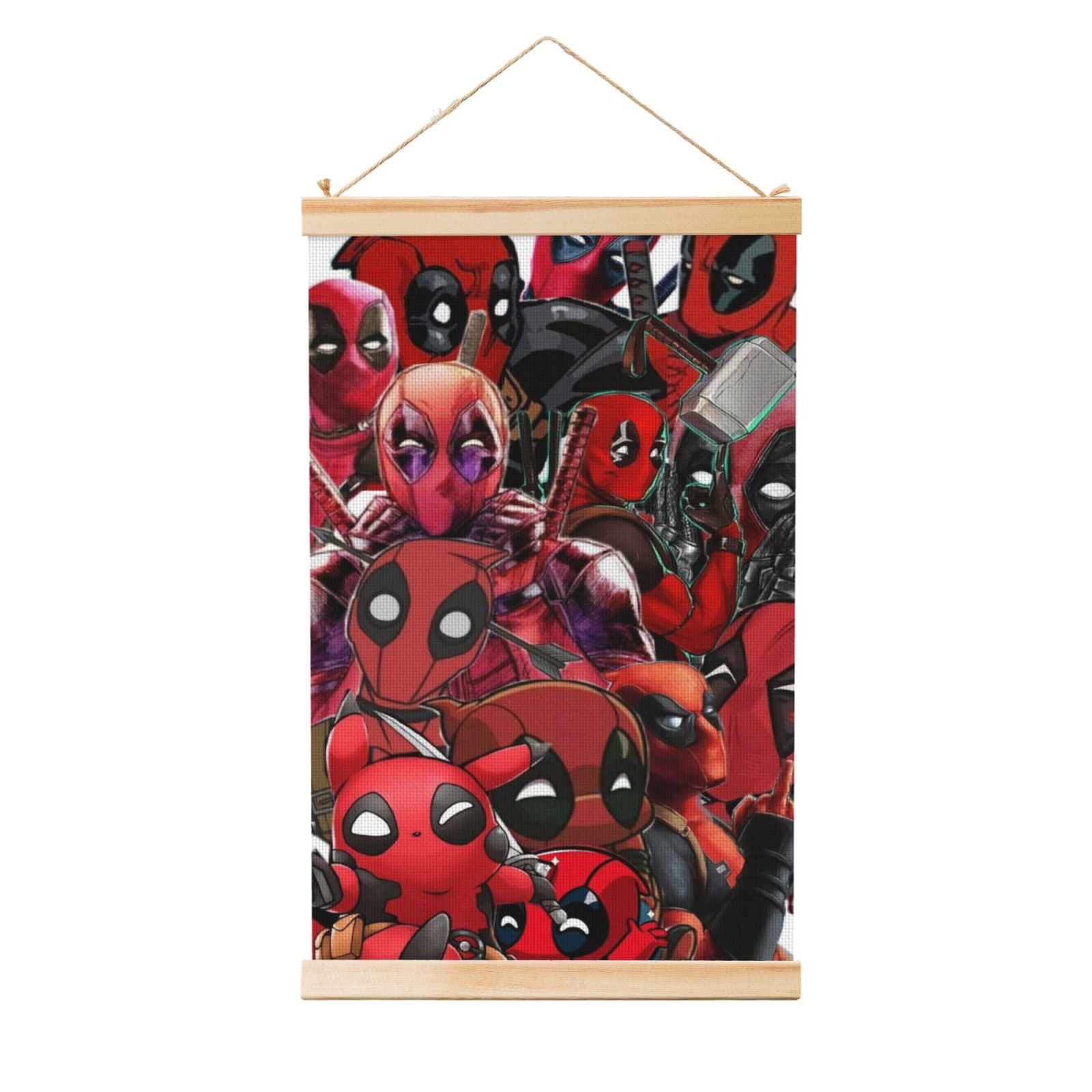 Deadpool Poster Canvas Wooden Shaft Hanging Poster Home Decor ...