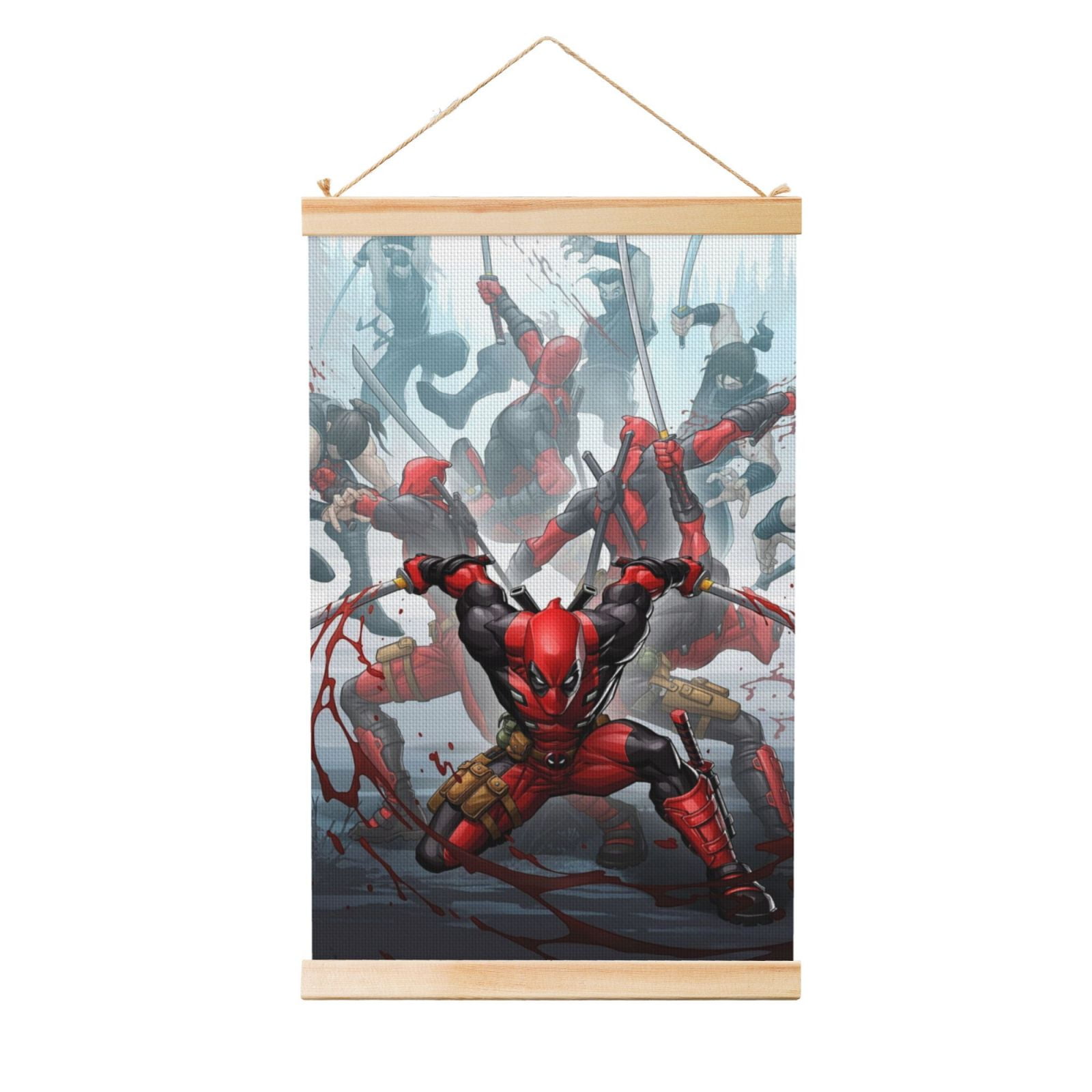 Deadpool Poster Canvas Wooden Shaft Hanging Poster Home Decor ...