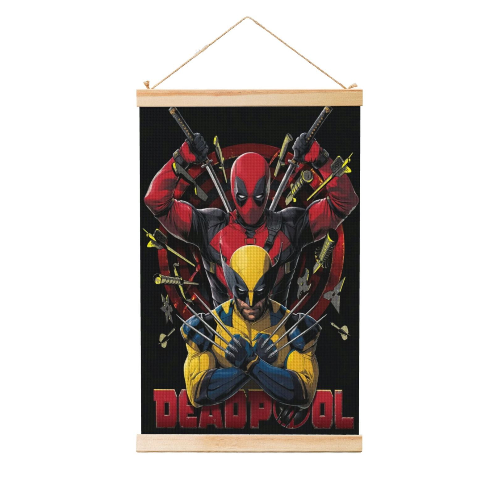 Deadpool Poster Canvas Wooden Shaft Hanging Poster Home Decor ...