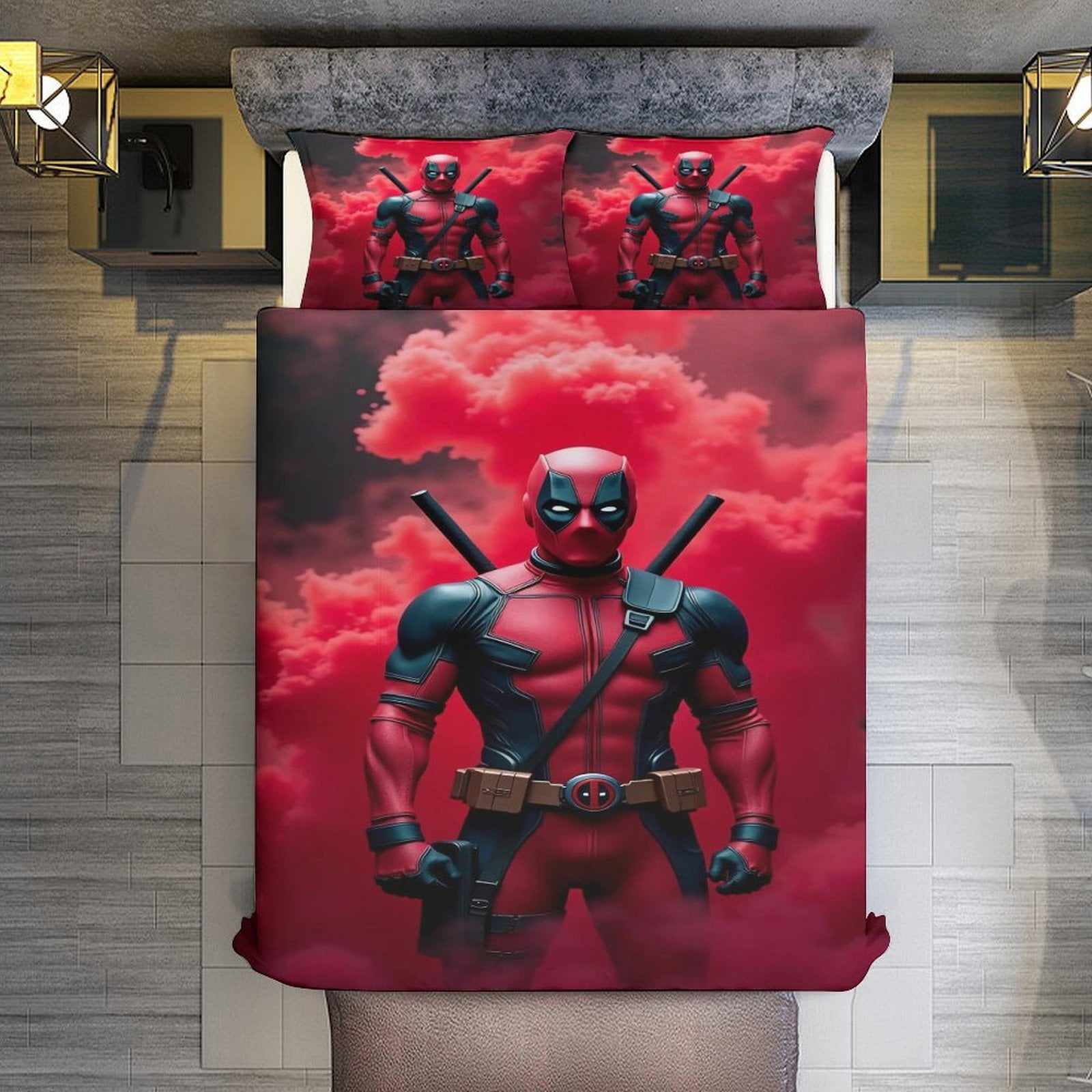 Deadpool Red Smoke Background Bedding Duvet Cover Set 2 Piece (1 Duvet ...