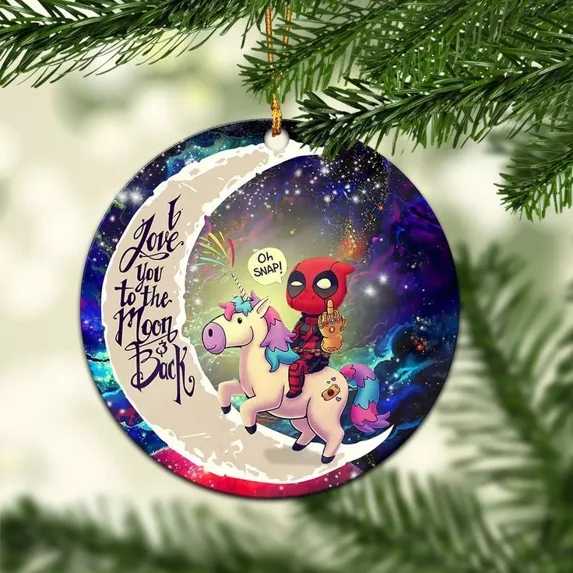 Deadpool Riding Unicorn I Love You To The Moon And Back Christmas ...