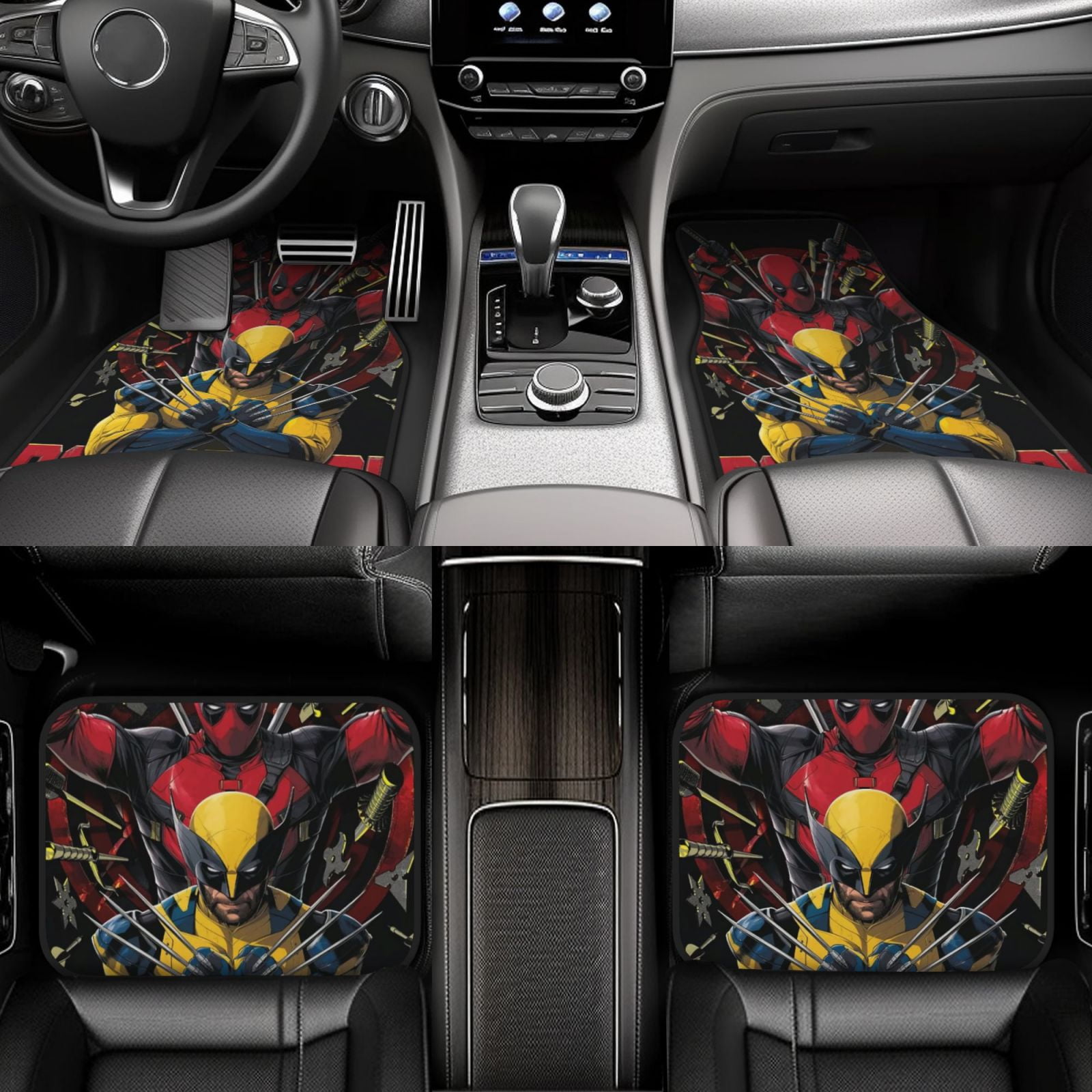 Deadpool Set Of 4 Universal Front And Rear Floor Mats With Non-Slip ...