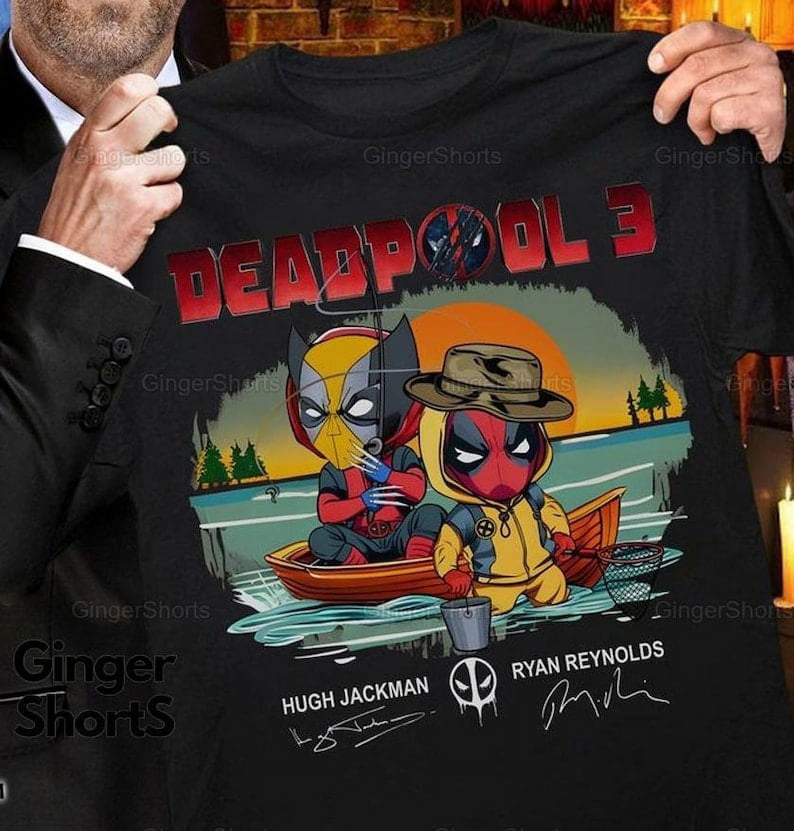 Deadpool Shirt, Deadpool Fishing Hugh Jackman Shirt, Ryan Reynolds ...