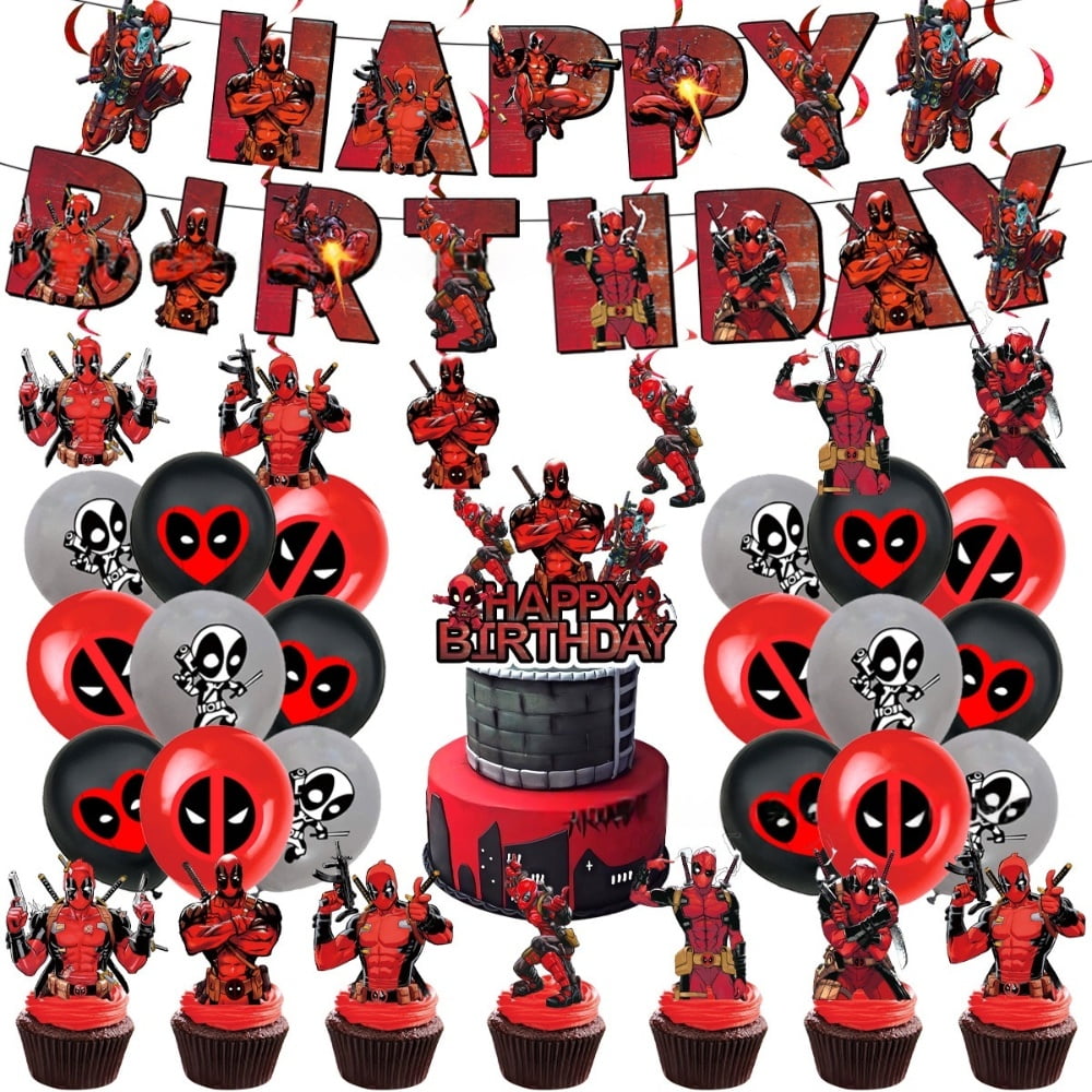 Deadpool Superhero Anime Cartoon Theme Party Decorations - Birthday ...