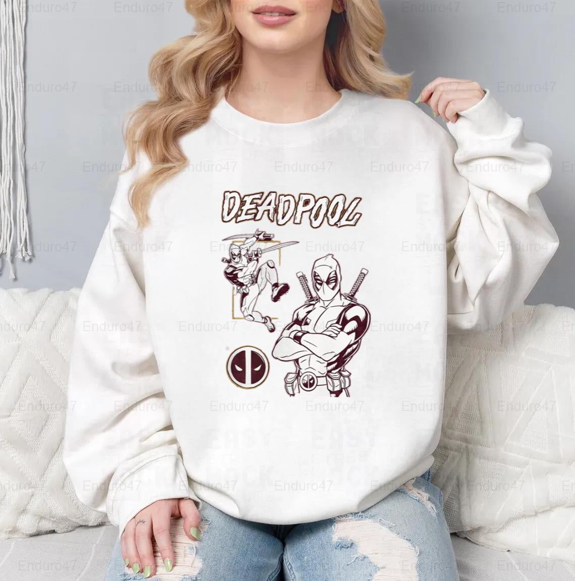 Deadpool Sweatshirt with Metallic Comic Book Hero Artwork Style, for ...