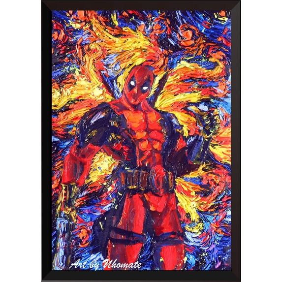 Deadpool Van Gogh Starry Night Canvas Print: Superhero Wall Art 24x36 ...