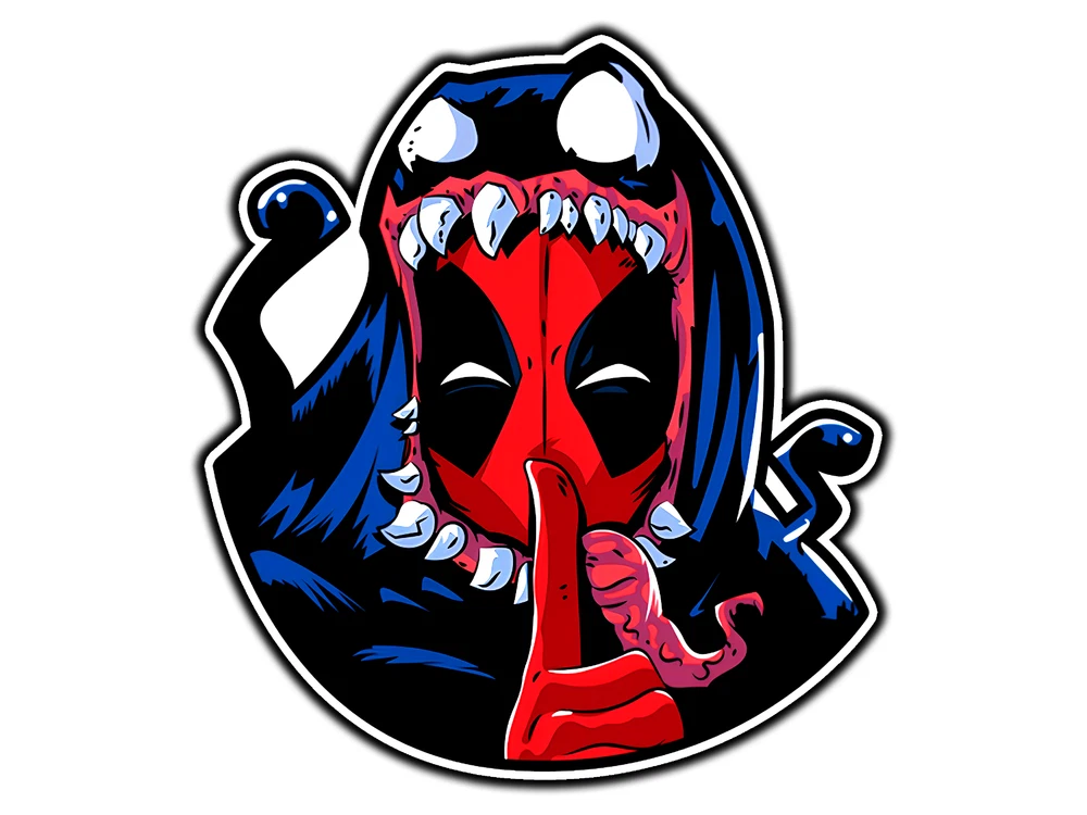 Deadpool Venom Mashup Sticker Cartoon Sticker, Phone Decal Water Bottle ...