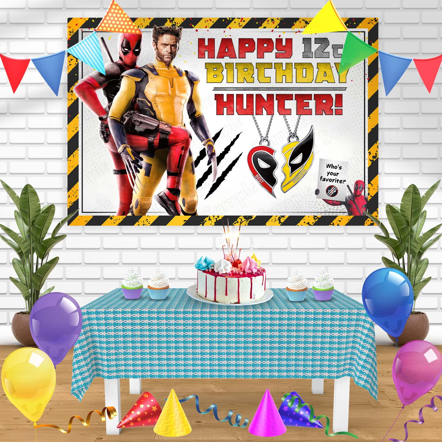 Deadpool Wolvereni 2024 Birthday Banner Personalized Party Backdrop ...
